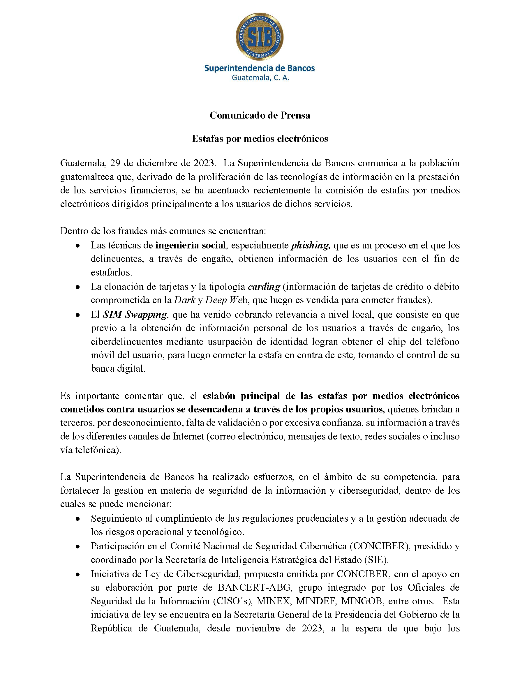 Comunicado de Prensa